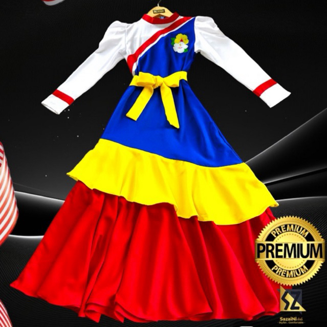 PREMIUM DRESS HIBISCUS MERDEKA 2024 BAJU MERDEKA BUDAK PEREMPUAN GAUN ...