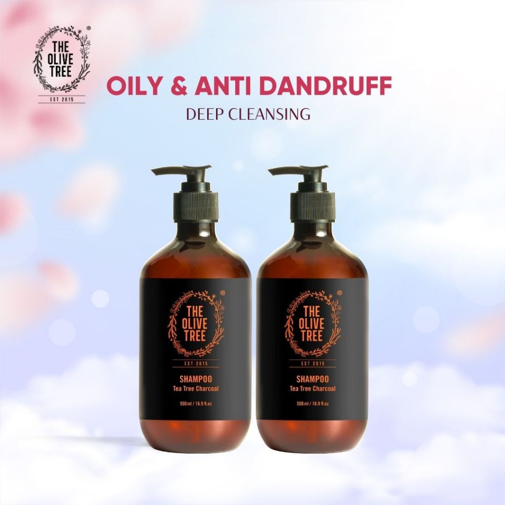The Olive Tree Tea Tree Charcoal Shampoo Set (500ml x 2) For Deep ...