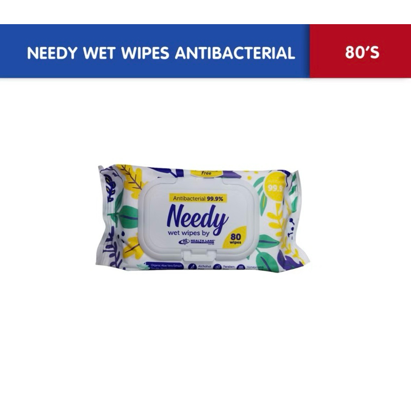Needy Wet Wipes 99.9% Antibacterial YELLOW Fragrance Free (80's ...