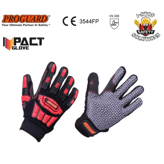 Proguard Cut Level 5 Anti Slip Impact Glove c/w Velcro Strap Dexterity ...