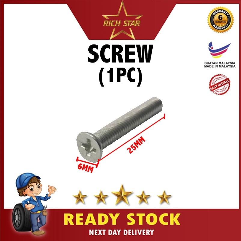 Screw Stainless Steel 304 Pan Head Machine screw(6m X 25mm)Round Head ...