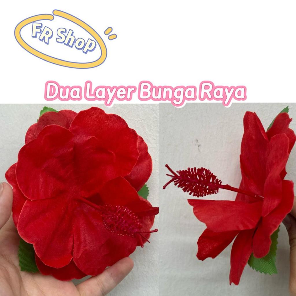 Dua Layer/ 2 Layer Bunga Raya Artificial Merah/ Bunga Raya Merdeka 10cm ...