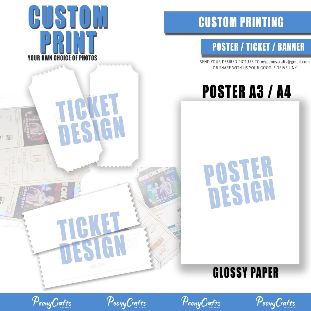 CUSTOM PRINT concert ticket poster banner card custom print A3 A4 big ...