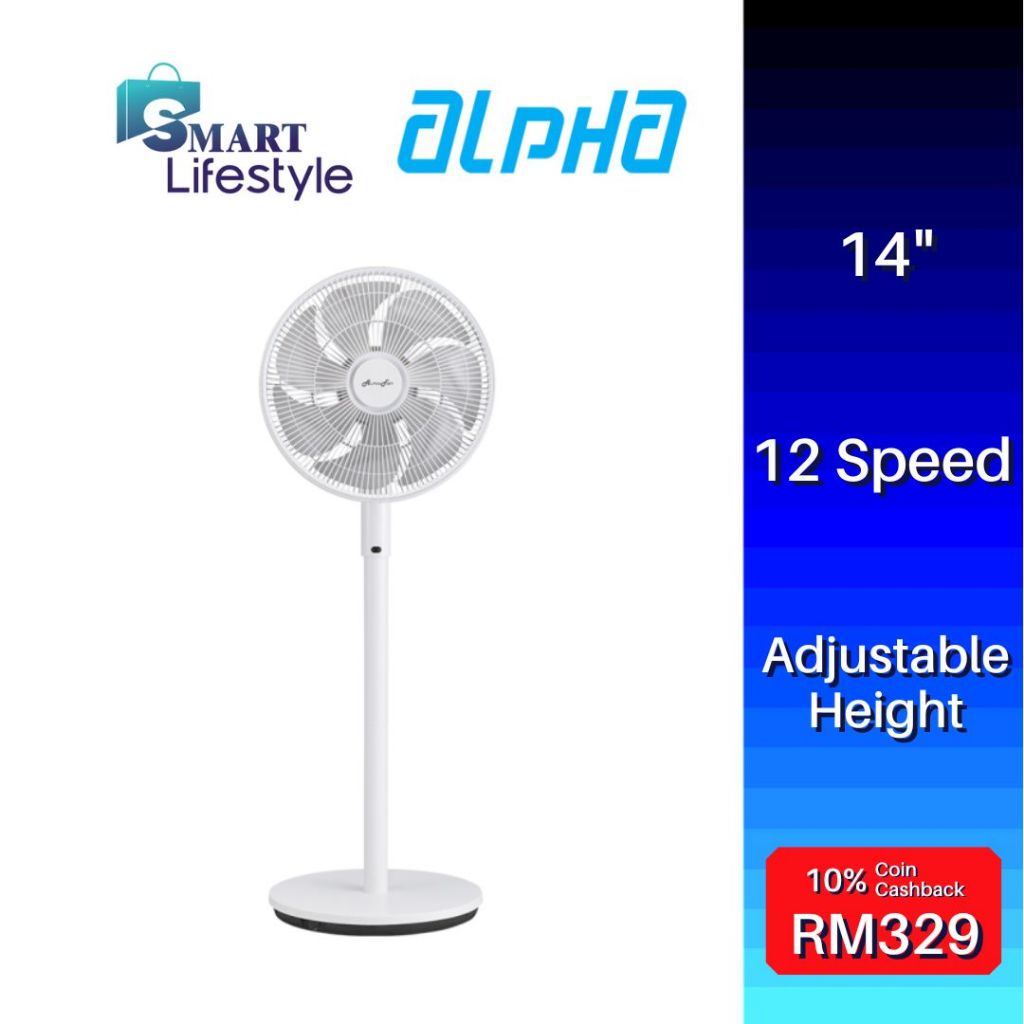 Alpha 14" Motto DC Stand Fan 12 Speed with Adjustable Height SF60 ...