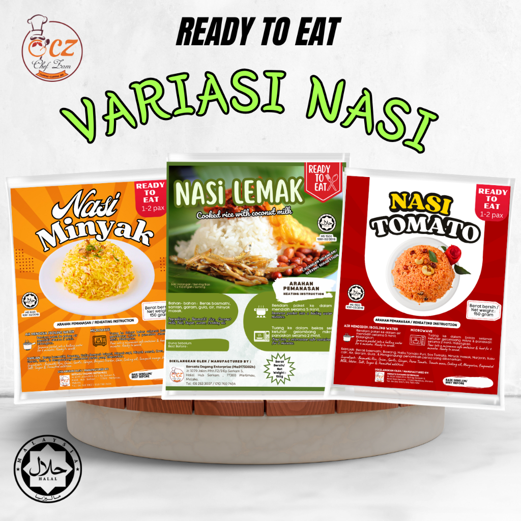CHEF ZAM variasi NASI READY TO EAT 150gram instant Rice nasi lemak ...