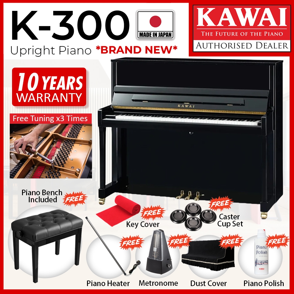 (Exam Model) Kawai K-300 [Made In Japan] Professional Acoustic Upright Piano - Ebony Polish ...
