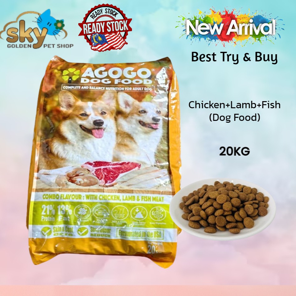 Agogo Combo Dog Food Chicken + Lamb + Fish Meal 20KG | Shopee Malaysia