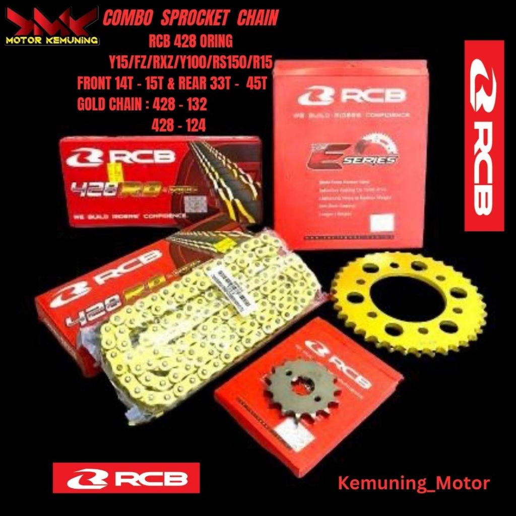 COMBO RCB SPROCKET SET CHAIN 428 ORING CHAIN 132L 124L Y15ZR FZ RXZ ...