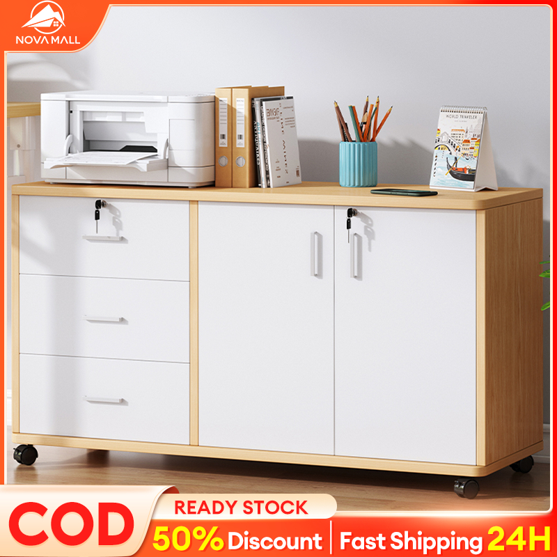 NV Office File Cabinet With Lock Bookshelf Kabinet Wooden Storage ...
