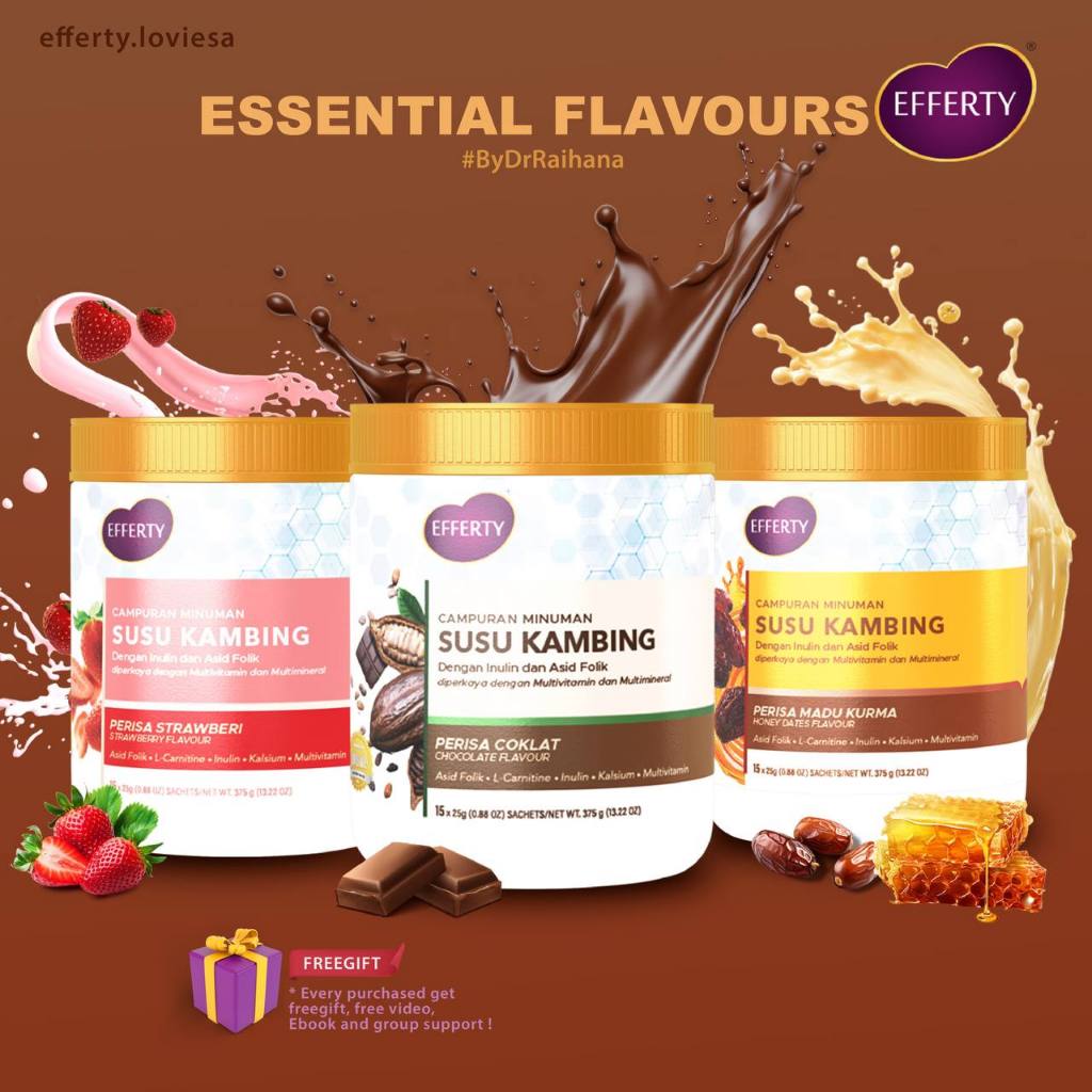 EFFERTY ESSENTIAL FLAVOUR MINUMAN CAMPURAN SUSU KAMBING, VITAMIN, DAN MINERAL | Shopee Malaysia