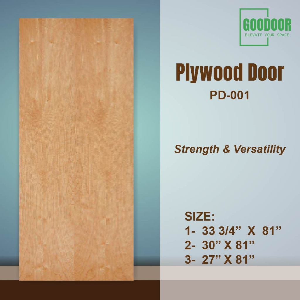 Goodoor Pintu Rumah Kayu Papan Plywood Door PD001 - 33 3/4 x 81 Inch ...