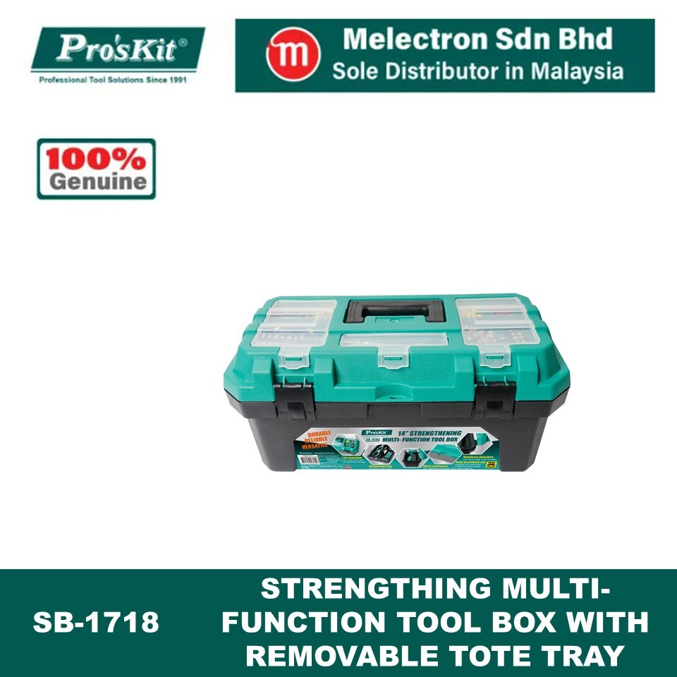 Pro'sKit SB-1718 Strengthening Multi-Function Tool Box With Removable Tote Tray | Shopee Malaysia