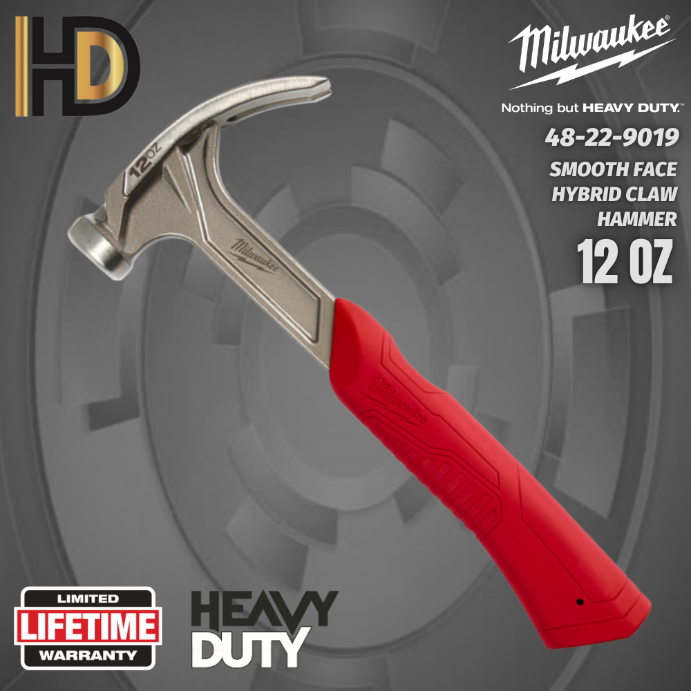 Milwaukee 12oz Smooth Face Hybrid Claw Finish Hammer / Milwaukee Hammer ...