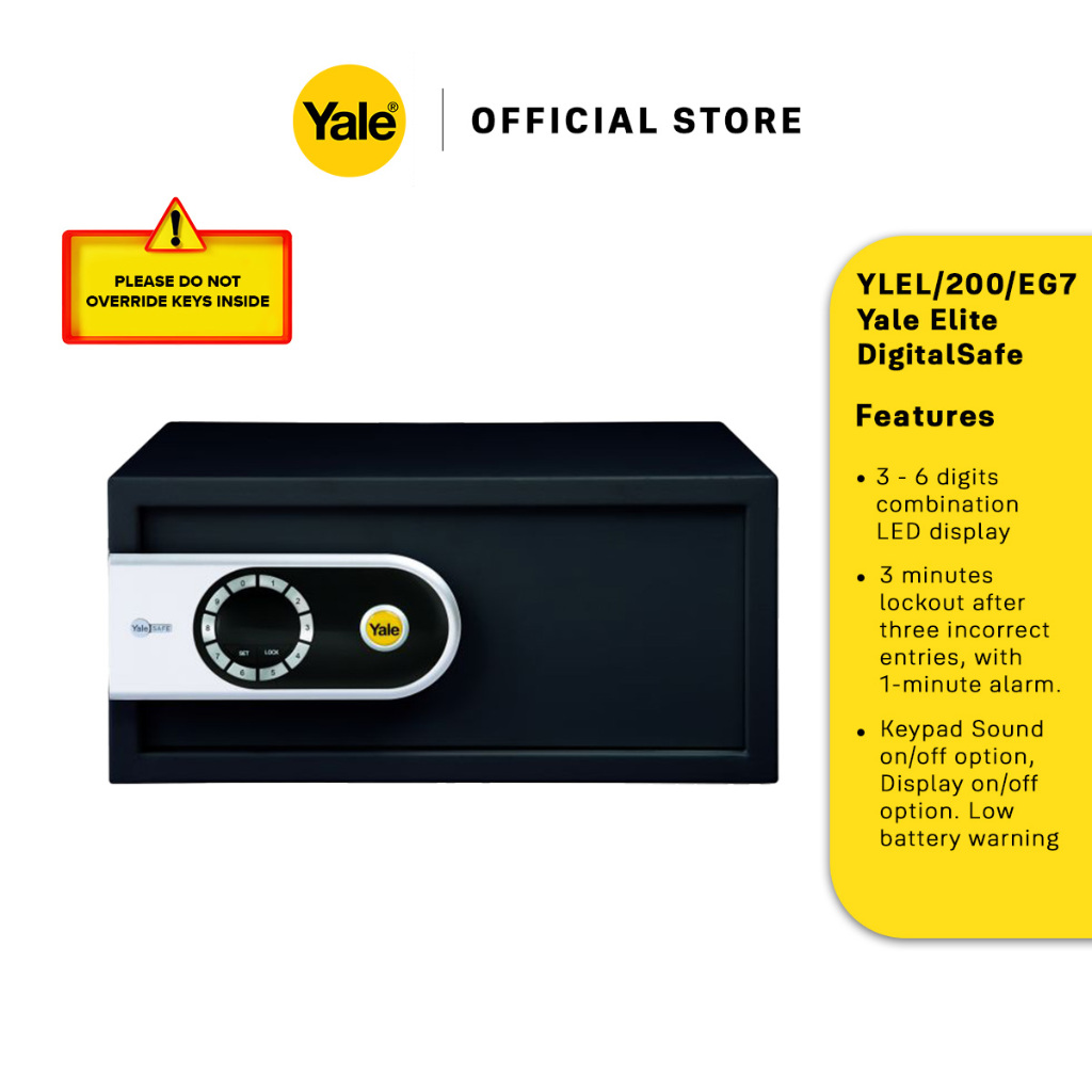 Yale Elite Digital Safe Box YLEL/200/EG7 - Wall Mount/ 2 Keys Override ...