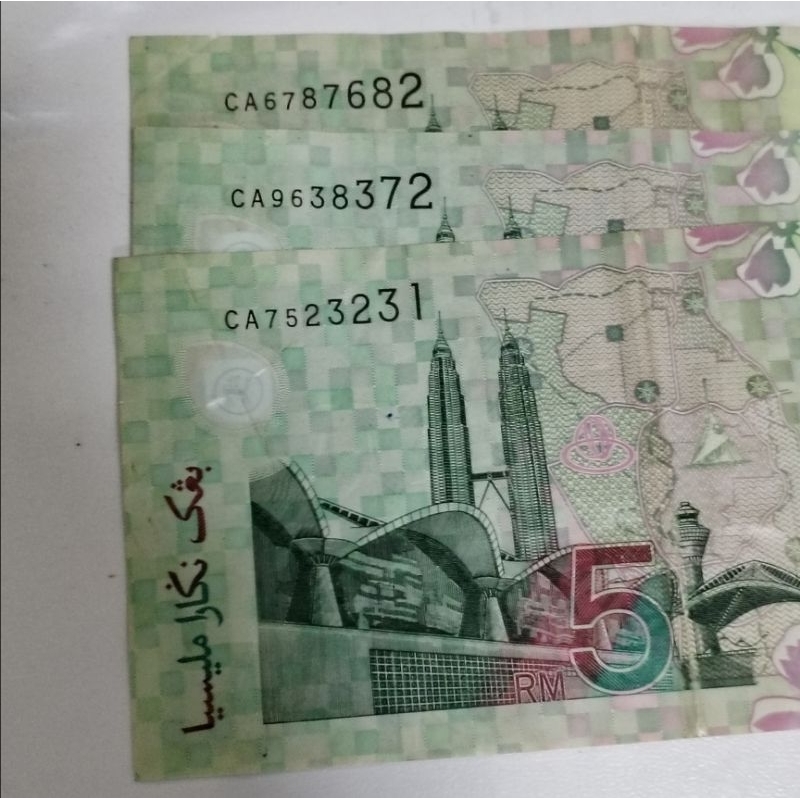 rm5 CA 1st prefix Zeti 3pcs polymer banknotes VF | Shopee Malaysia