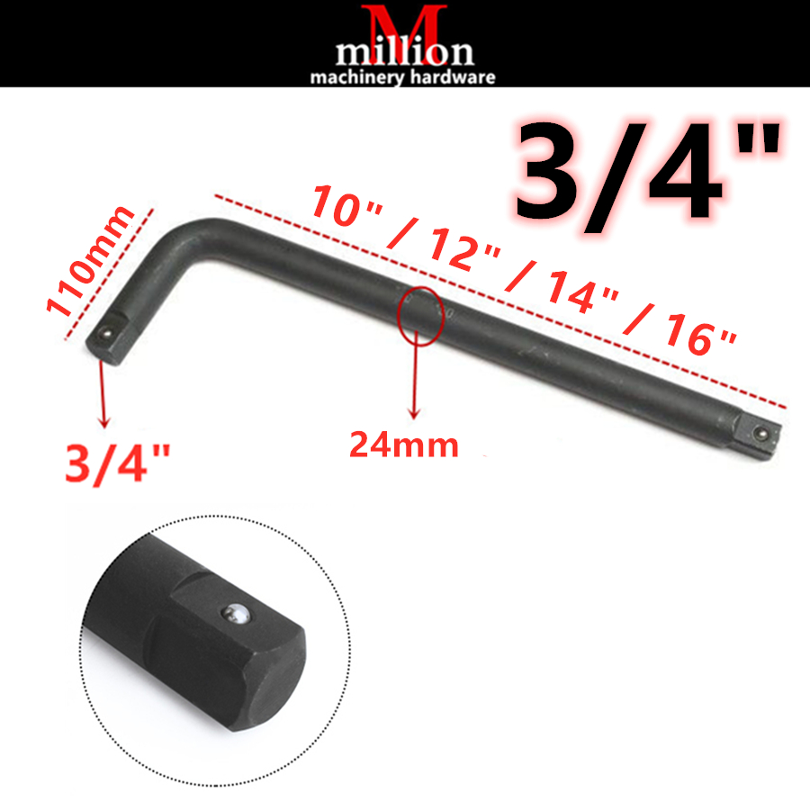 Heavy Duty 3/4" Non-Slip L Handle L Type Socket Bent Extension Bar L ...