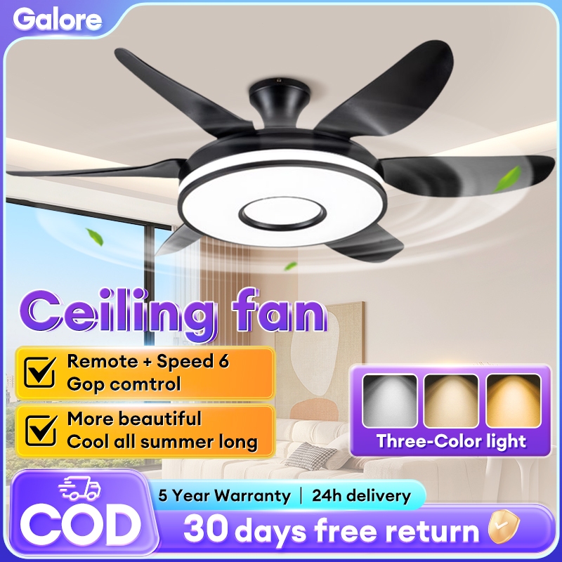 Ceiling fan with light Strong wind 6-speed fan remote control APP ...