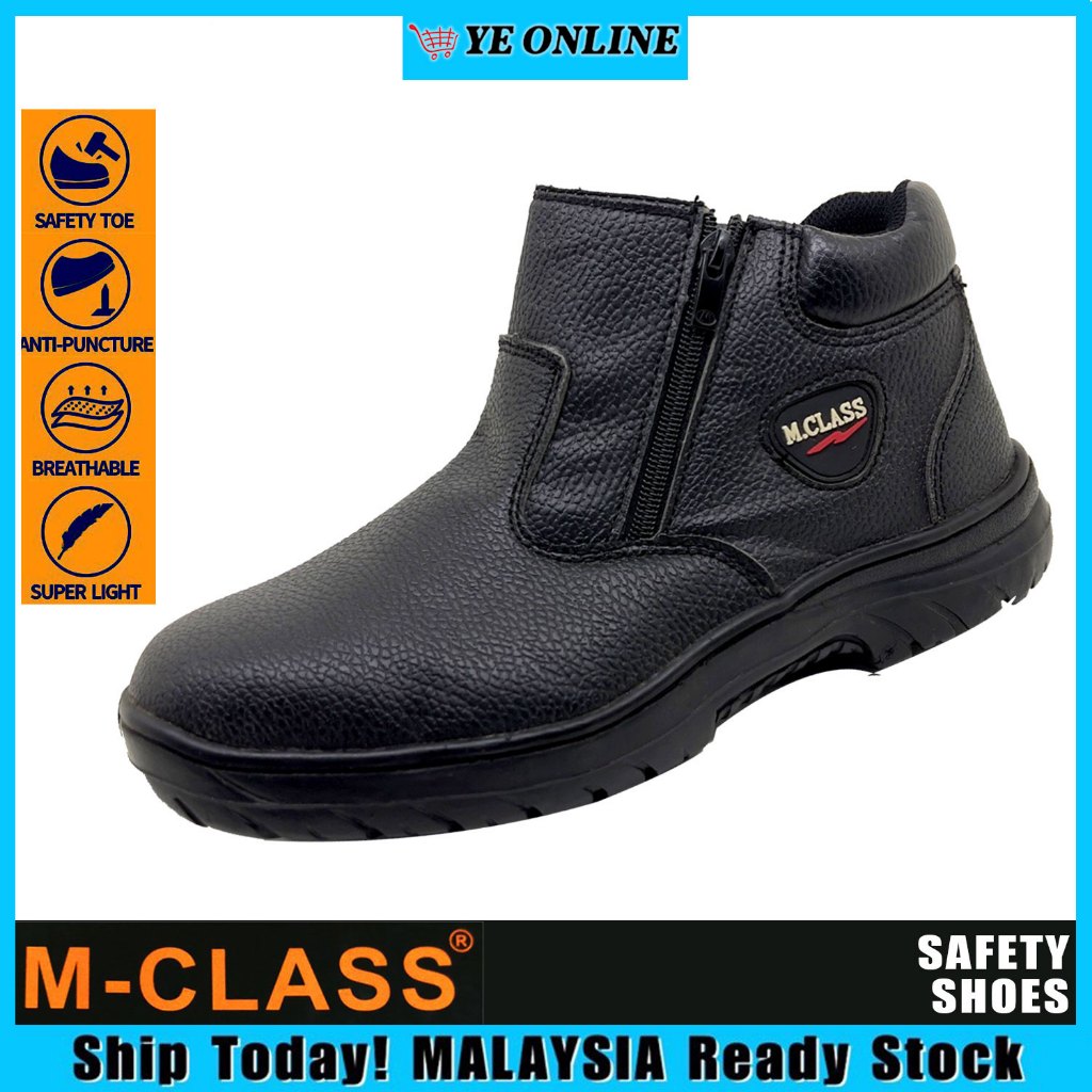 Men Middle Cut Safety Shoes M Class 126M Zipper Boots PVC Leather ...