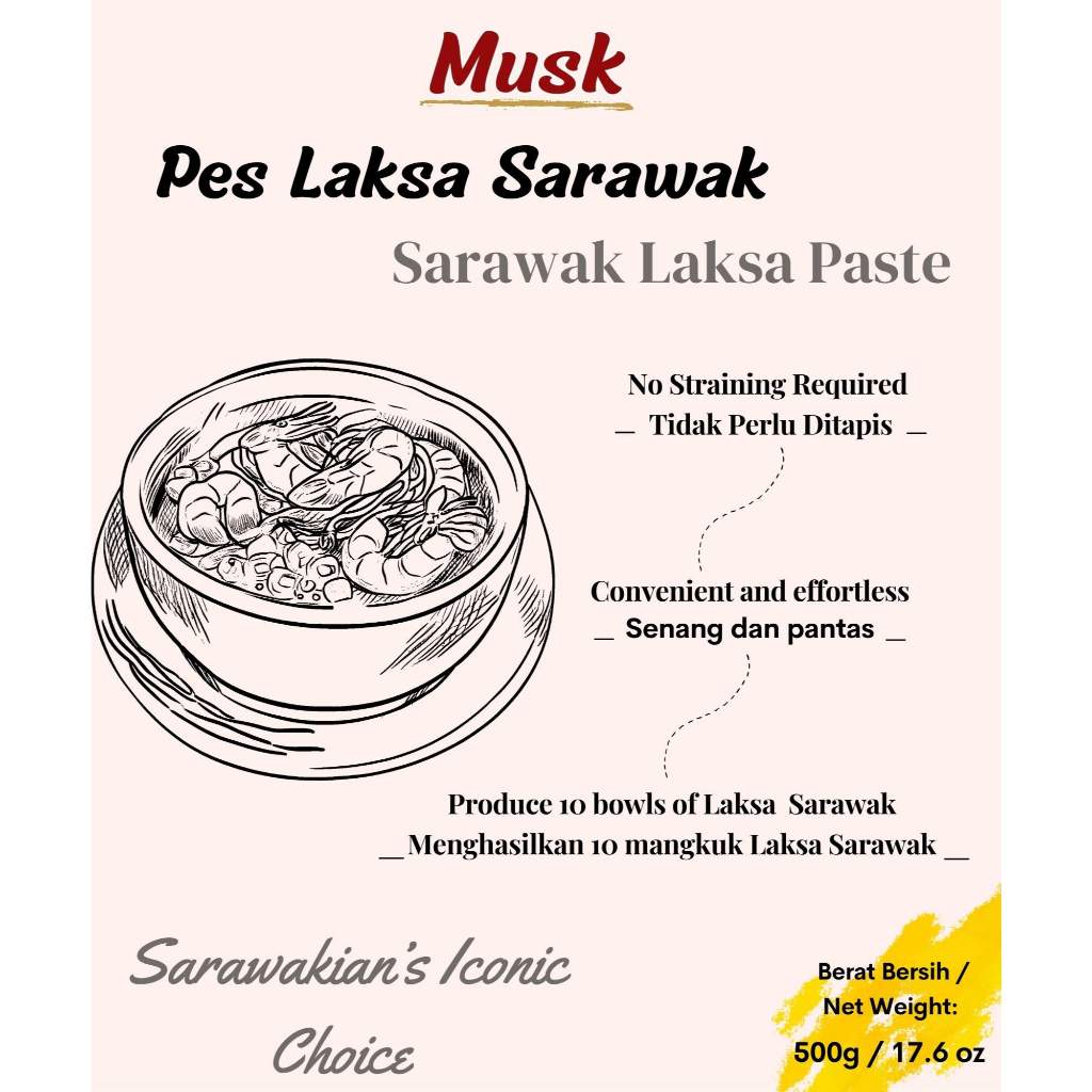 Pes Laksa Sarawak Musk / Musk Sarawak Laksa Paste (500g) Pes Masakan ...