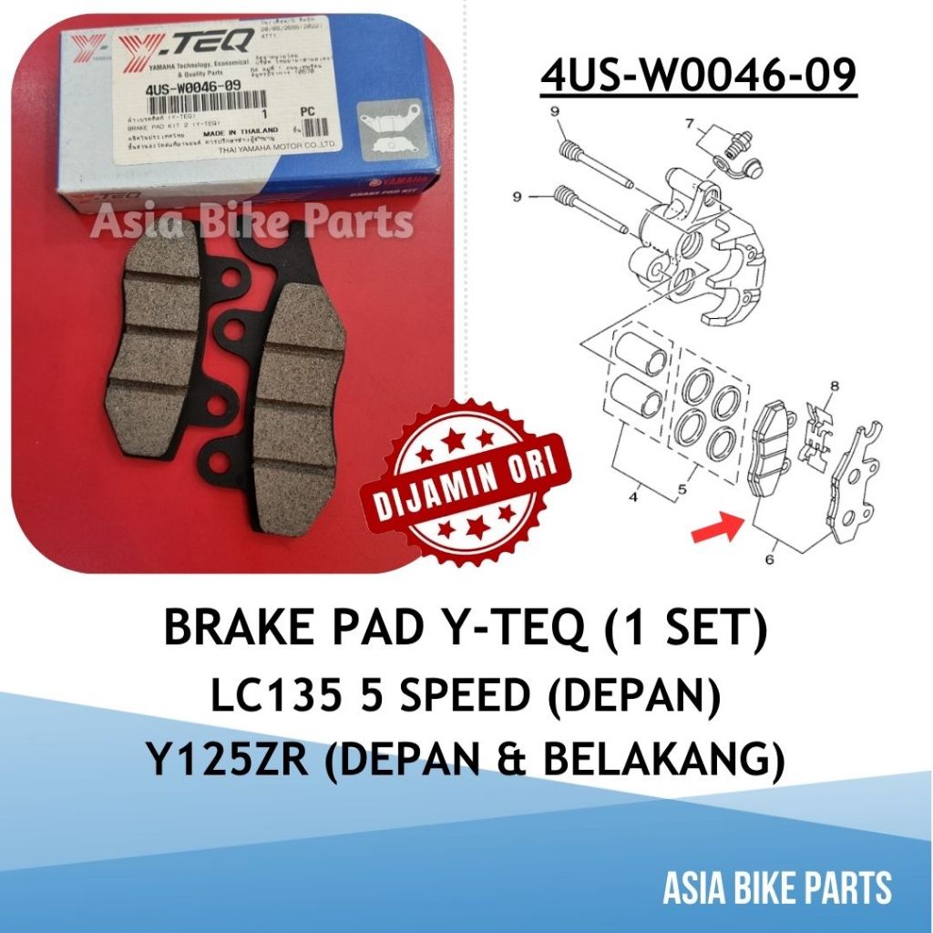Yamaha Original Y125ZR Front & Rear Brake Pad / LC135 5 Speed 5S Brake ...