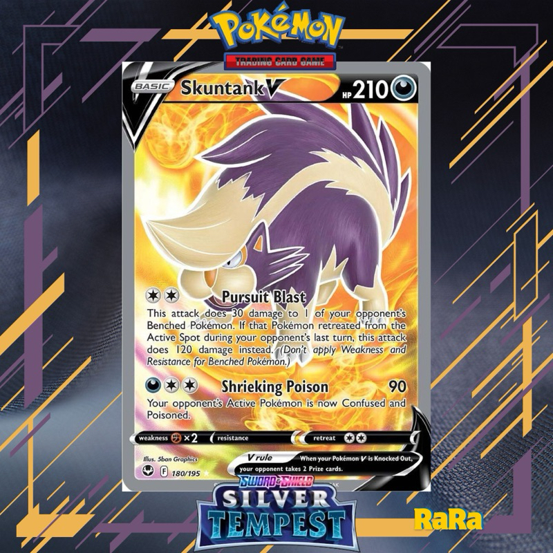 PTCG - Skuntank V - 180/195 - Full Art Ultra Rare Sword & Shield: Silver Tempest | Shopee Malaysia