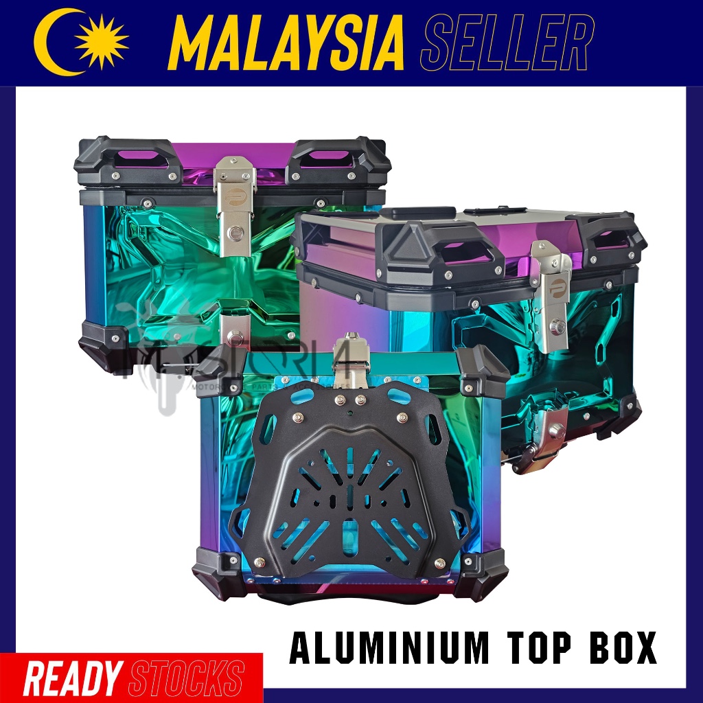 ALUMINIUM BOX AND TOP BOX UNIVERSAL RAINBOW COLOUR USED FOR MOTORCYCLE ...