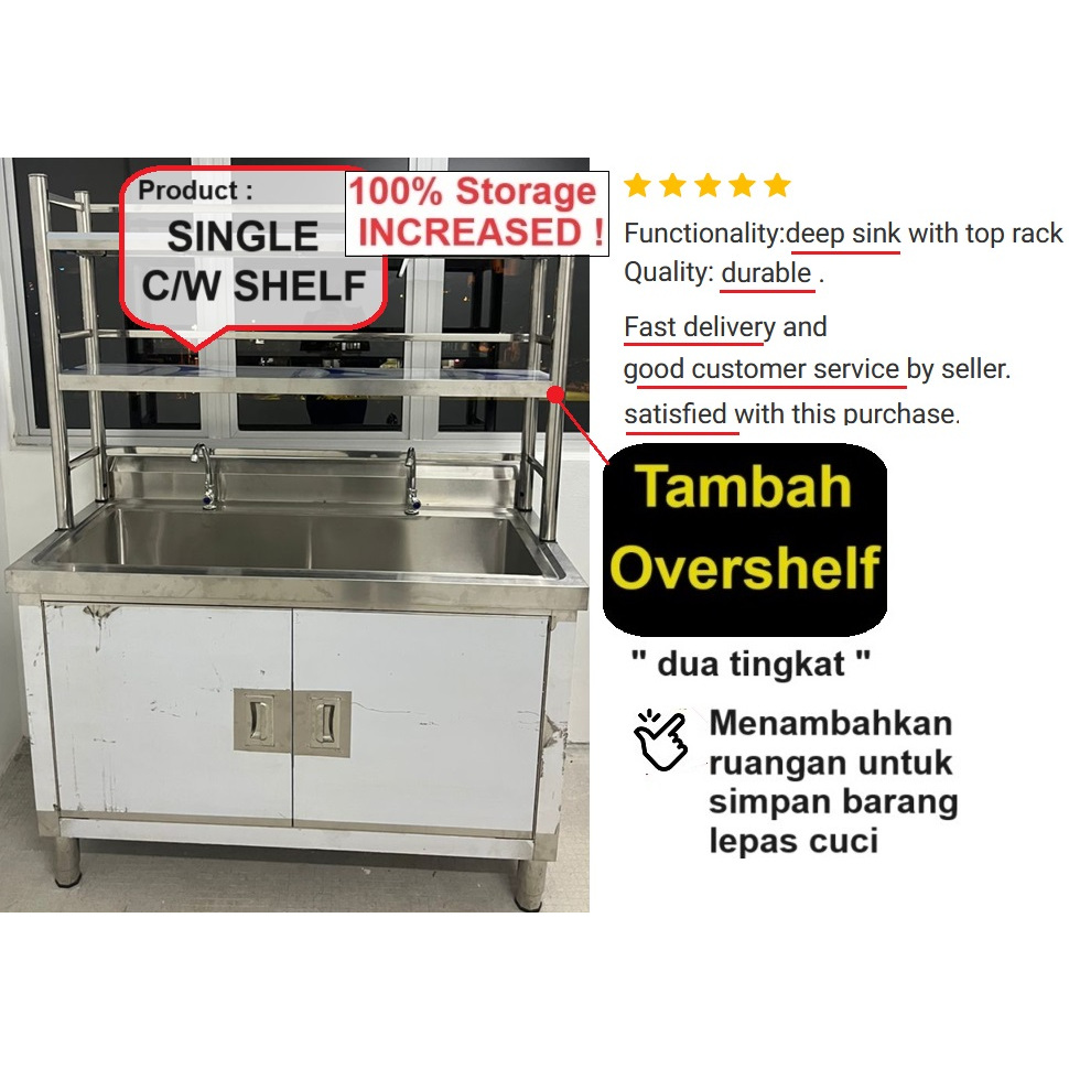 PREMIUM SINK CABINET 120CM 高档不锈钢洗槽柜子 BAR SINKS / BASIN BASUH CUCI HEAVY ...