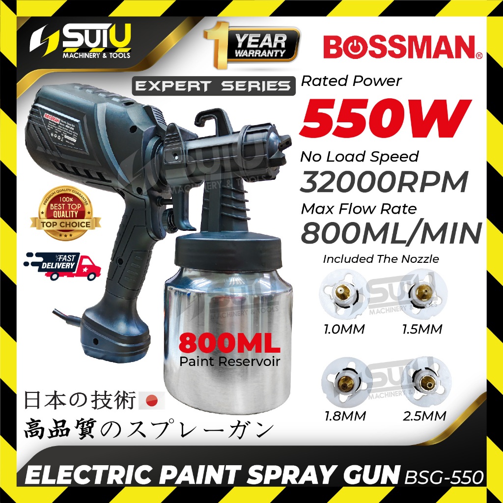 BOSSMAN BSG-550 / BSG550 800ML Electric Paint Spray Gun 550W | Shopee ...