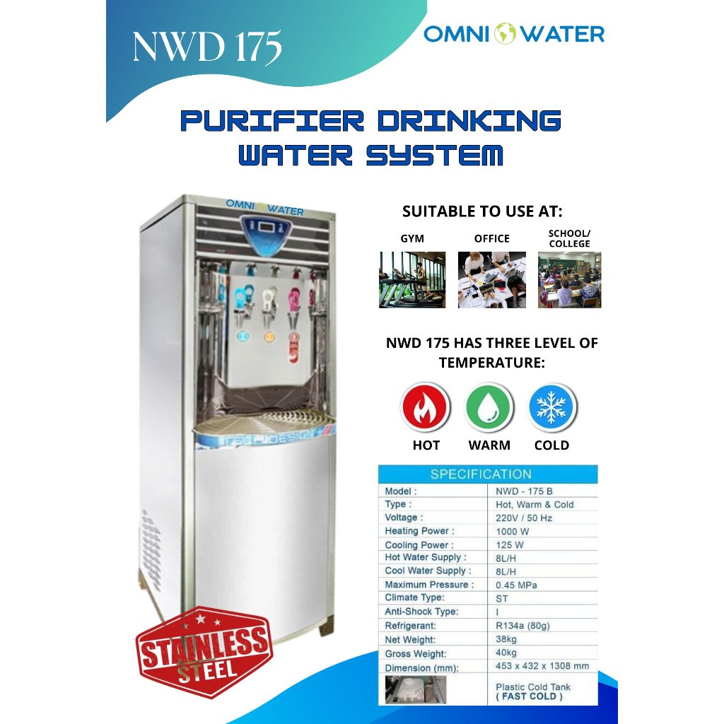 NWD 175 Hot /Warm /Cold Water Cooler Dispenser | Shopee Malaysia