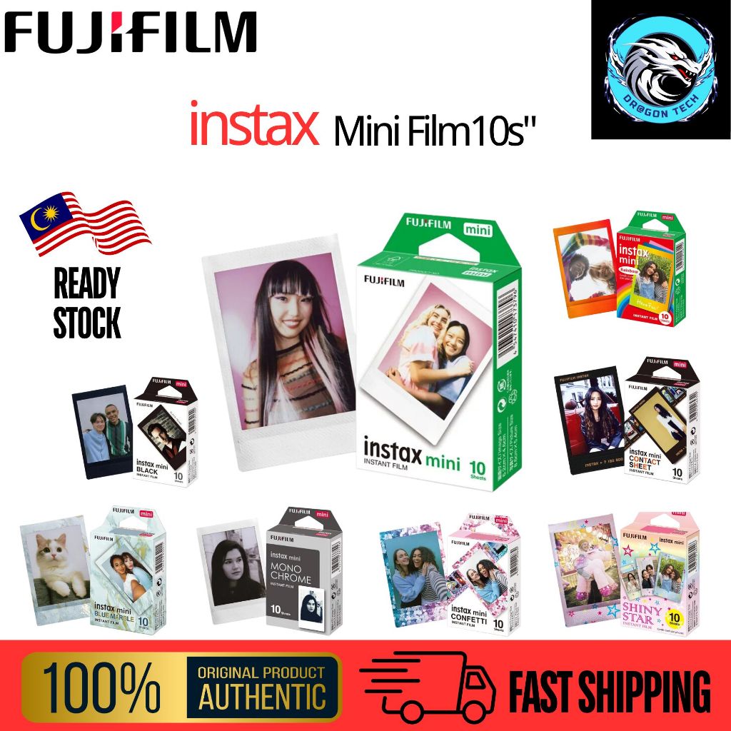 【Ready Stock】Fujifilm instax Mini Film 10s" Works with mini 11/12/ mini40/mini90/mini LiPlay ...