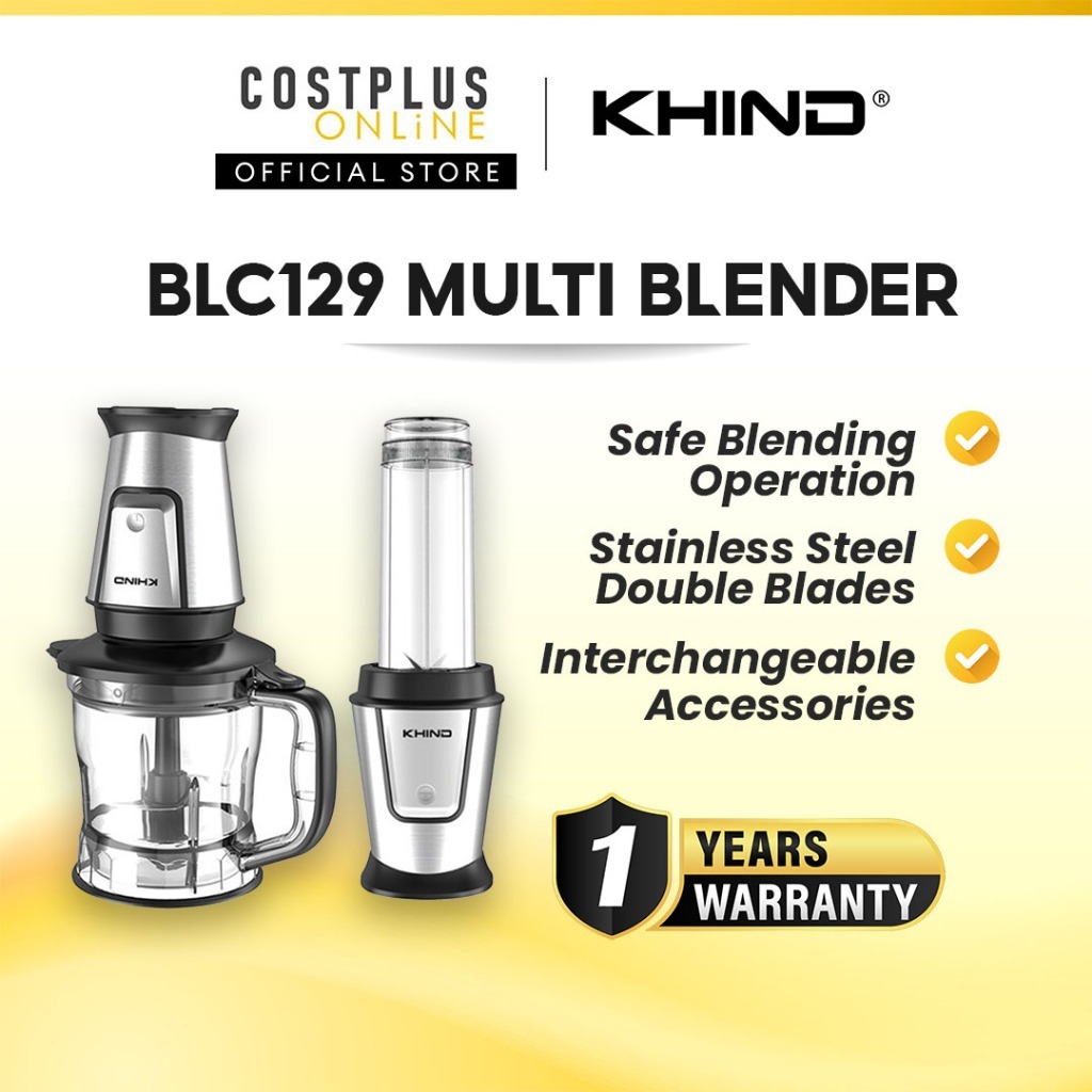 Khind BLC129 Multi Blender Chopper Grinder Juicer with Safety Lock ...