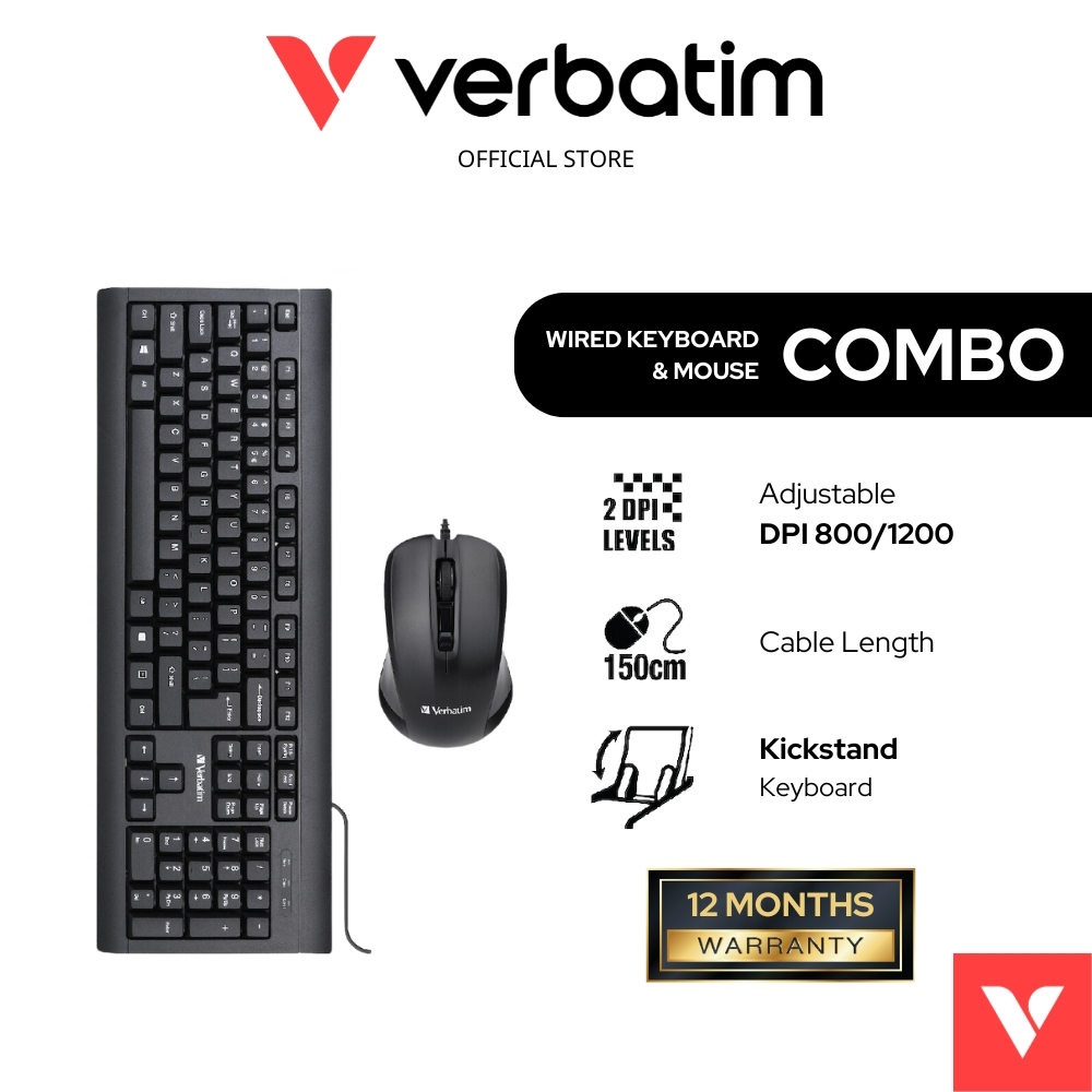 Verbatim Wired Keyboard & Mouse Combo(Black) [ 66630 ] | Shopee Malaysia