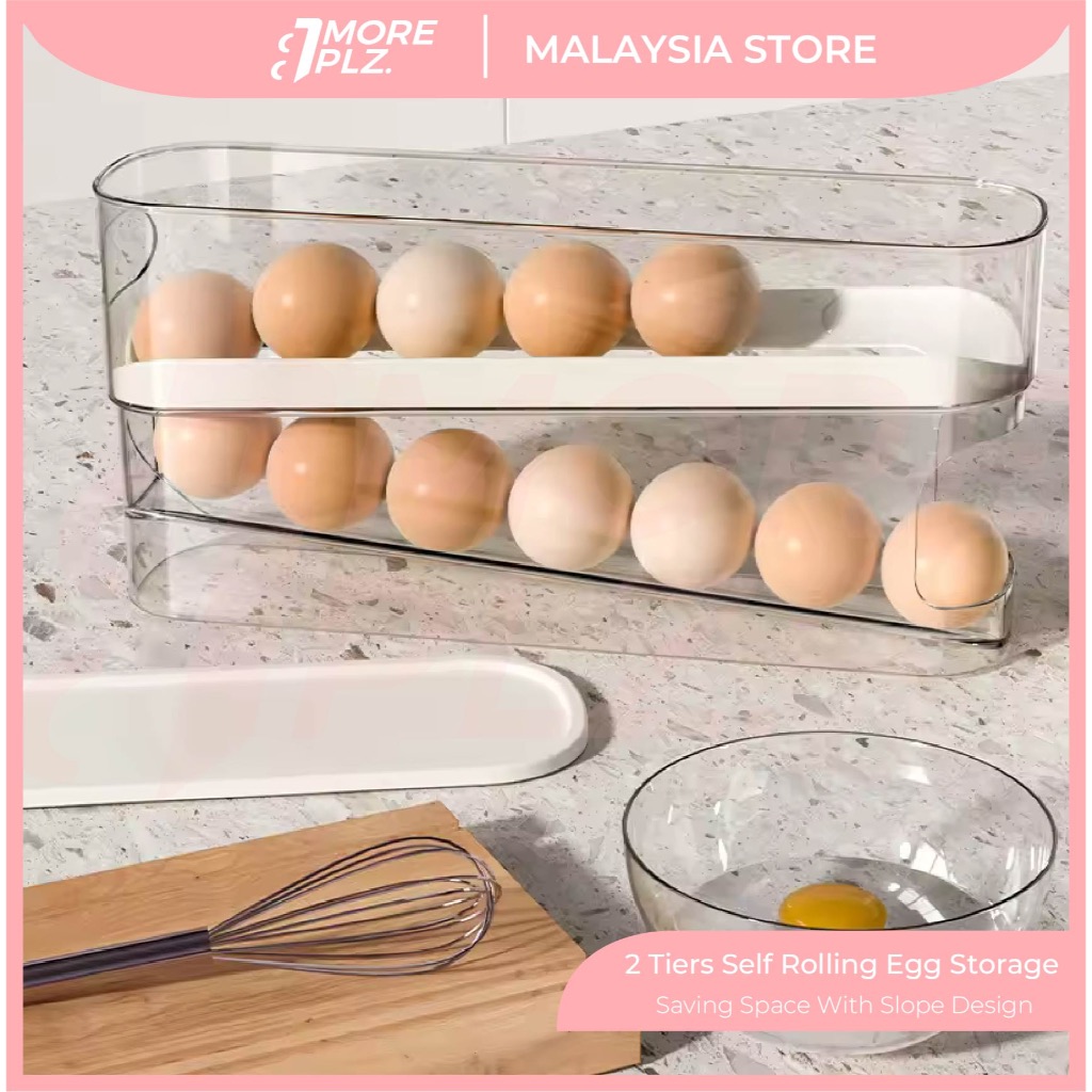 1More Sliding Egg Container Kitchen Organizer with Lid Rolling Food ...