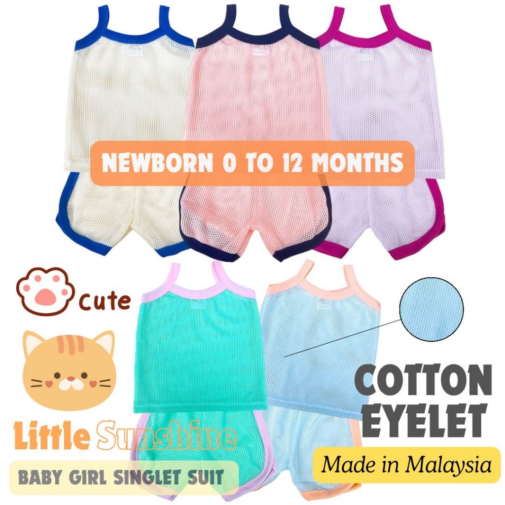 Little Sunshine | Baby Singlet Girl Suit 2-Piece Set | Eyelet Cotton ...