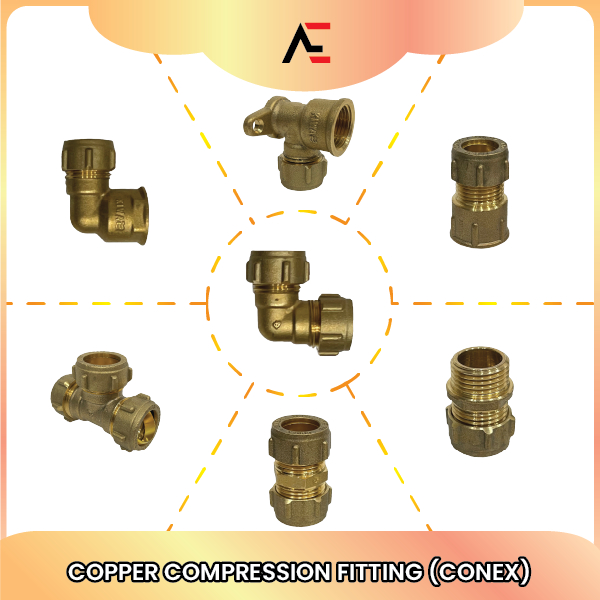 Copper Conex Compression Tube Fitting 100% Brass (Elbow/PT Elbow/PT Socket/Valve Socket/Tee ...