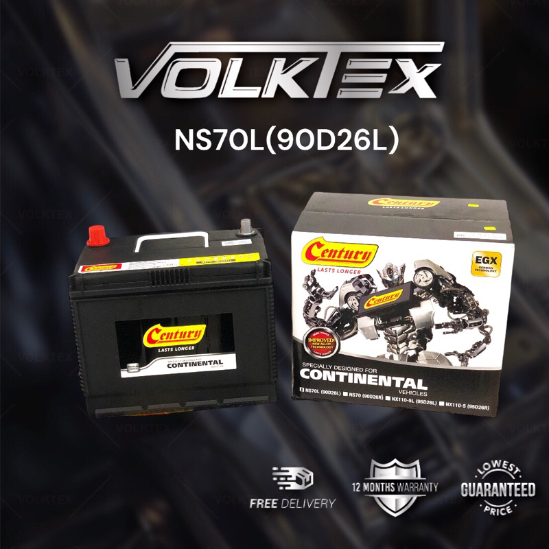 NS70L | 90D26L Century Continental (MF) Car battery -Toyota Camry,Nissan Teana,KZi | Shopee Malaysia
