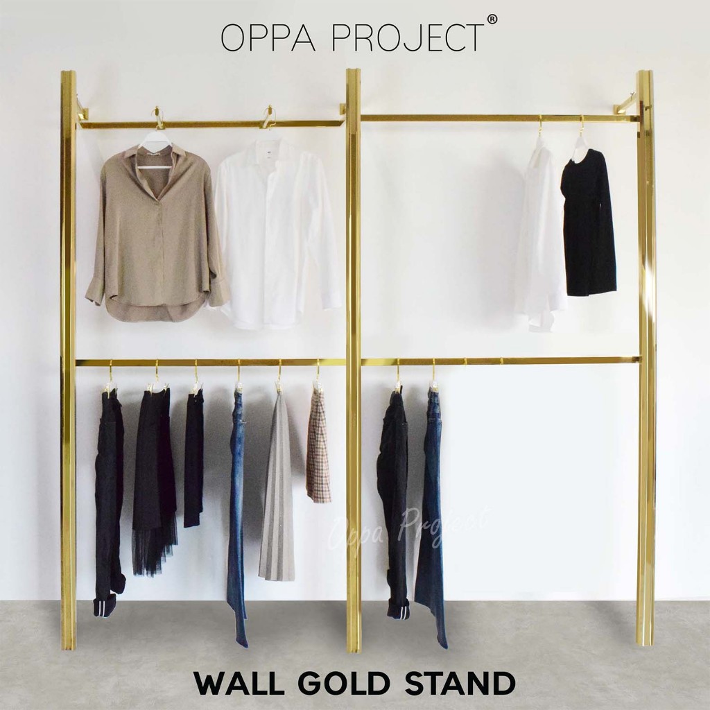 OPPA PROJECT Luxury Wall Gold Stand Garment Rack for Fashion Boutique ...