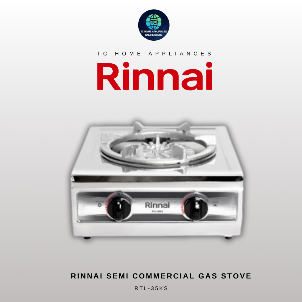RINNAI STAINLESS STEEL SEMI-COMMERCIAL TABLE TOP GAS STOVE (RTL-35KS ...