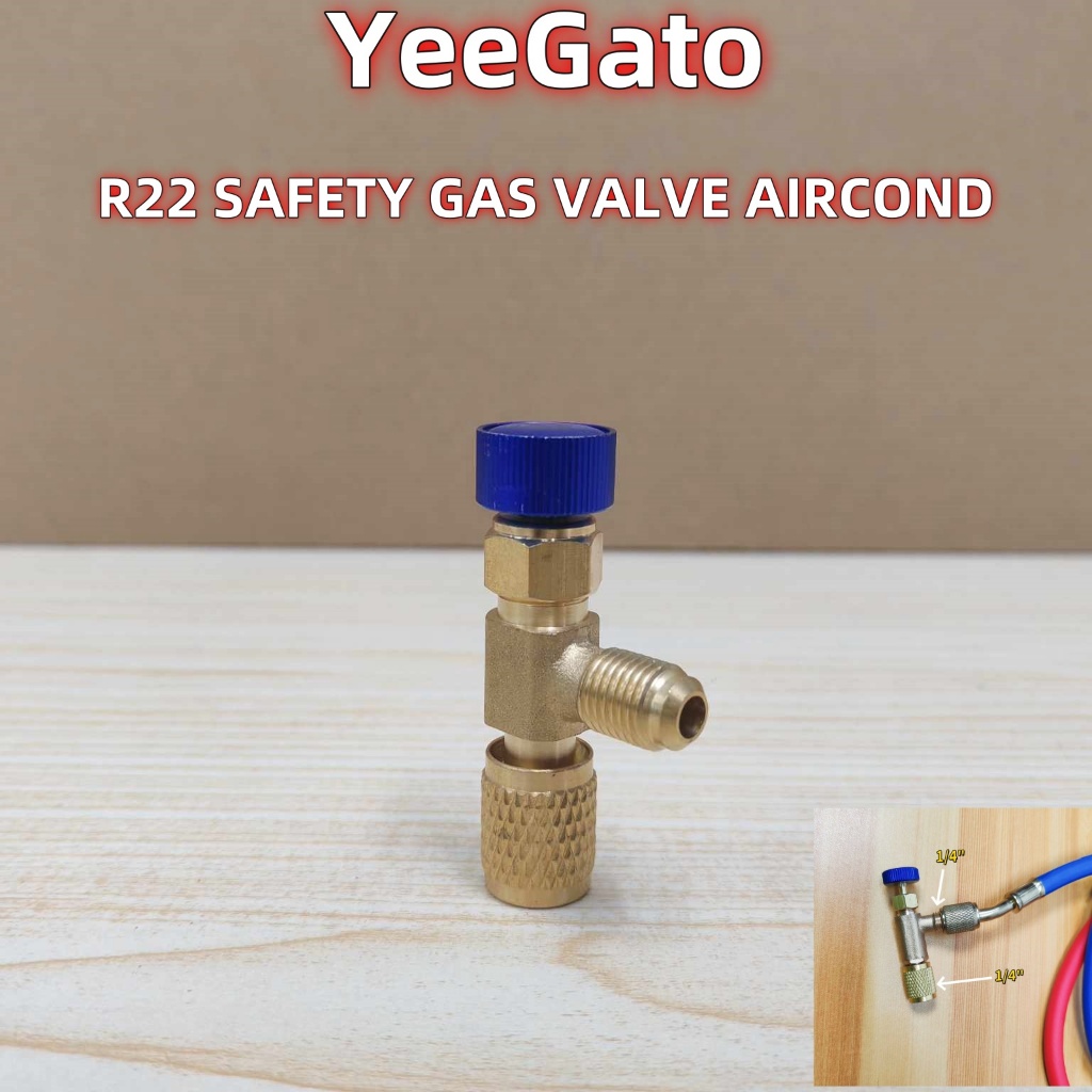 R22 SAFETY GAS VALVE AIRCOND REFRIGERATION CHARGING VALVE ADAPTER 1/4 ...