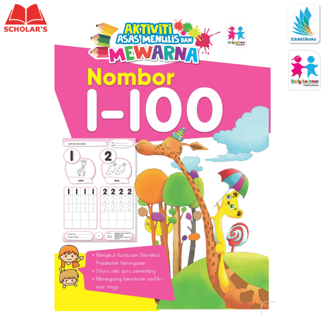 Aktiviti Asas Menulis Nombor 1-100 - Buku Latih Tubi - Prasekolah ...