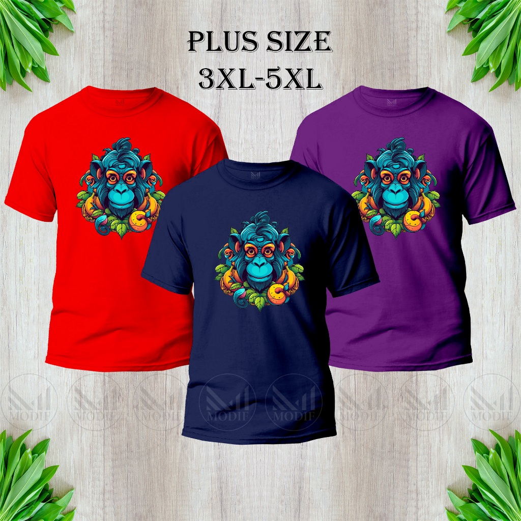 Monkey blue plus size graphic tshirt premium cotton unisex round neck ...
