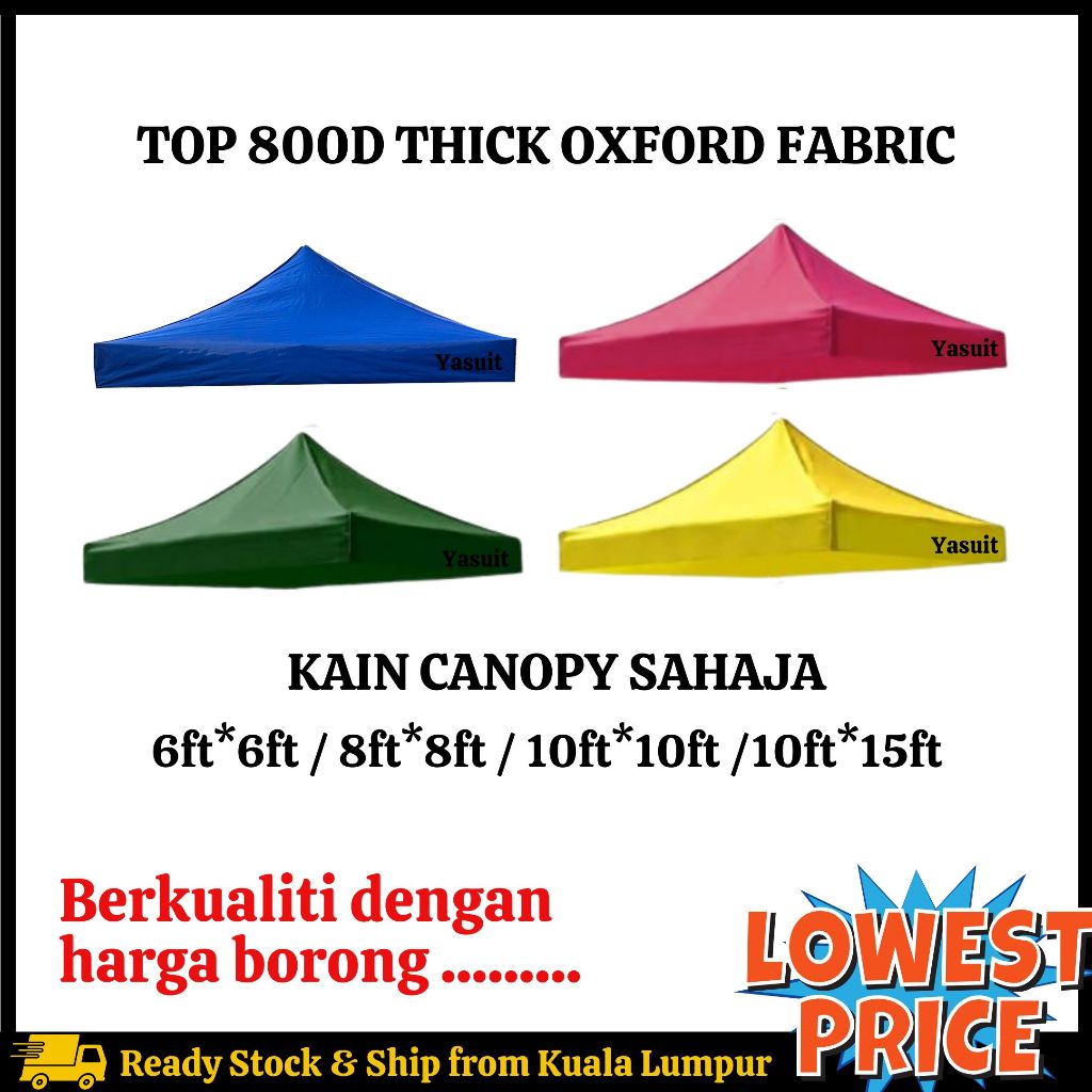 Canopy Top Canvas 800D Oxford Fabric Kain Sahaja Good Quality 6x6 / 8x8 ...