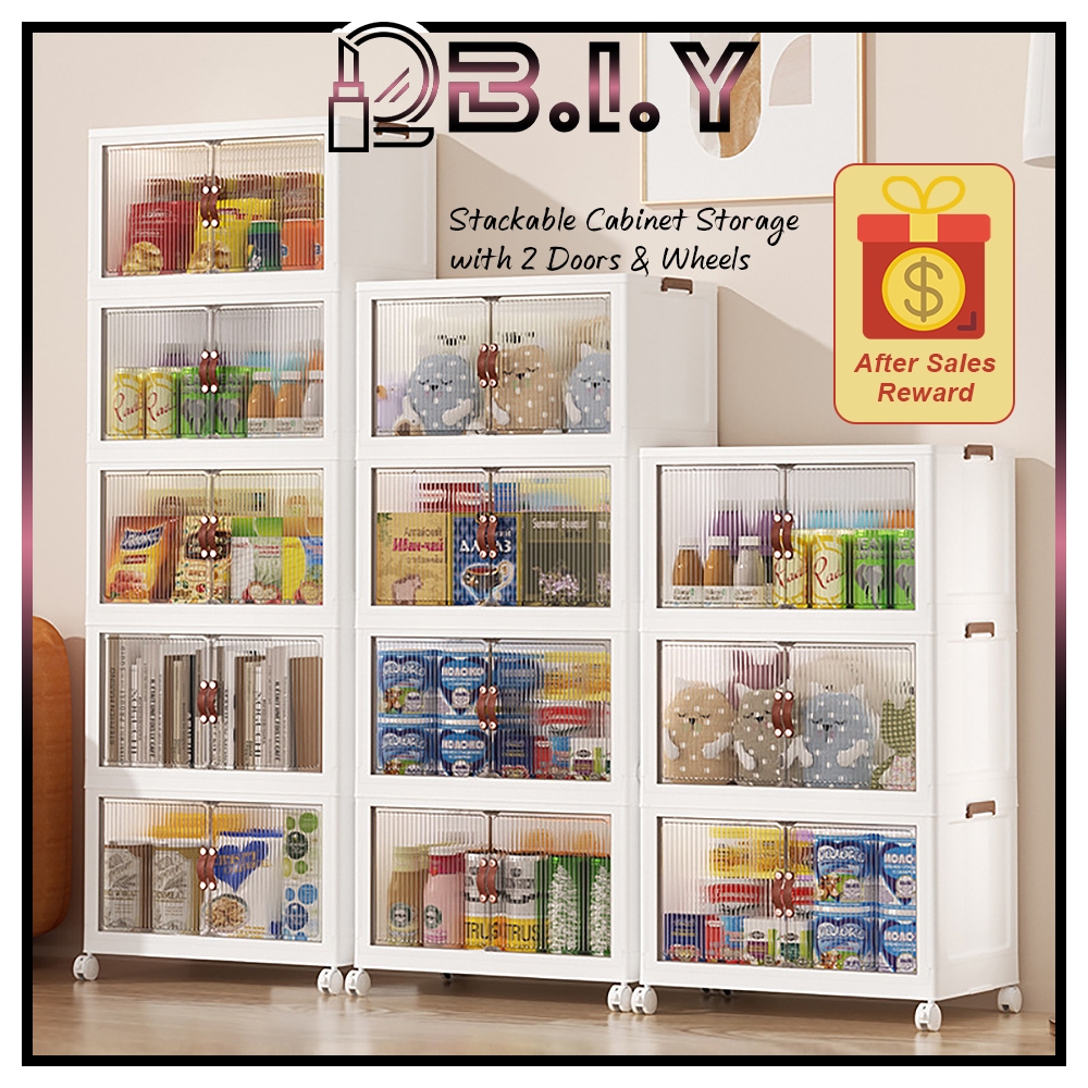 B.I.Y 1/2/3/4/5-Layer Stackable Cabinet Storage with 2-Door ...
