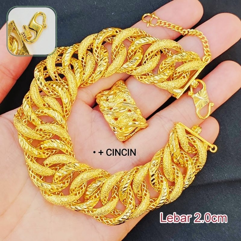 Gold-plated 24K Emas Titanium 24K Gelang Tangan Adira dan Cincin Adira ...