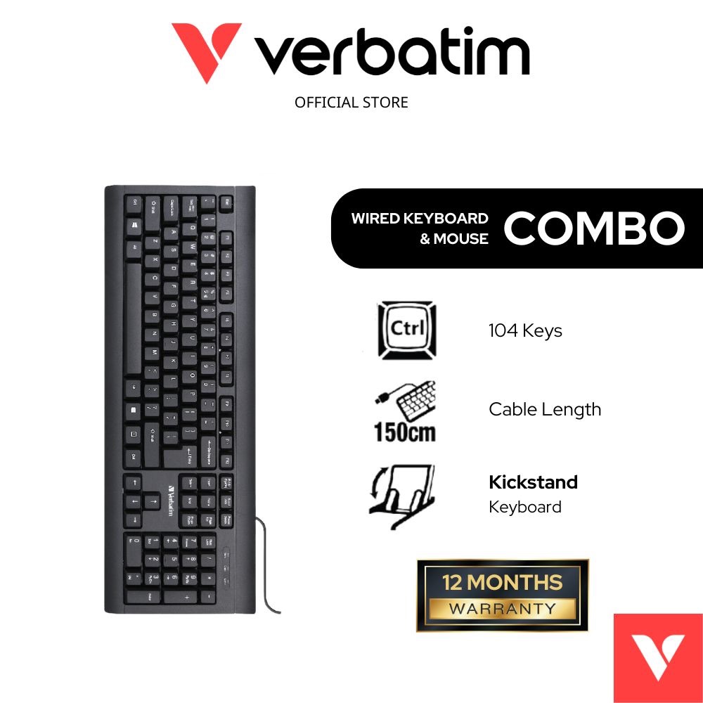 Verbatim Wired/Wireless Keyboard & Mouse Combo(Black) | Shopee Malaysia