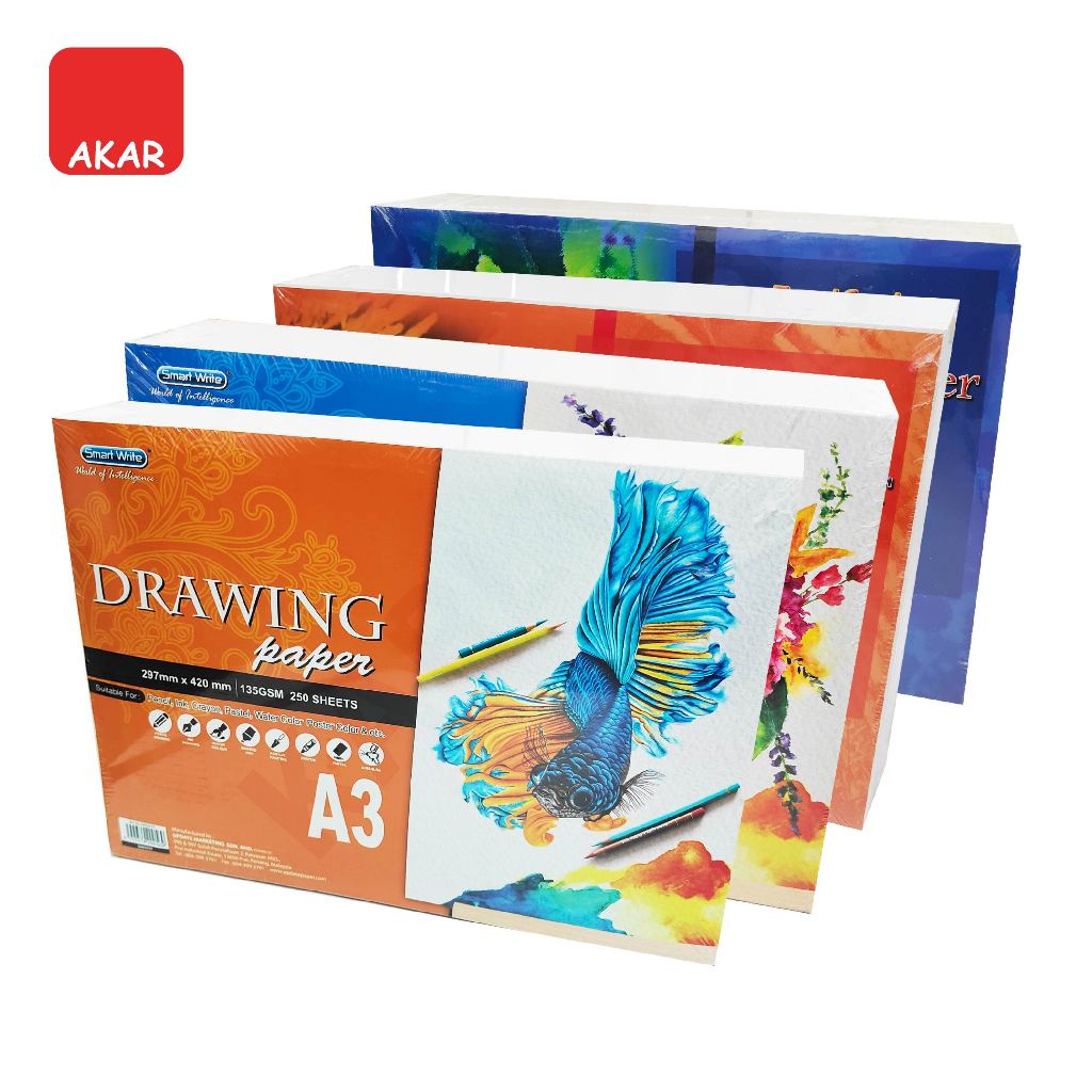 Kertas Lukisan Smart Write 135/165/200gsm A3 B4 250helai (Drawing Paper ...