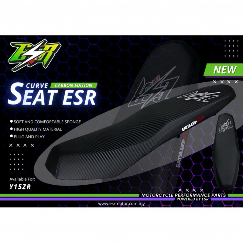 ESR MOTOR 100% ORIGINAL CARBON SEAT RACING NEW LOGO CURVE FLAT Y15ZR ...