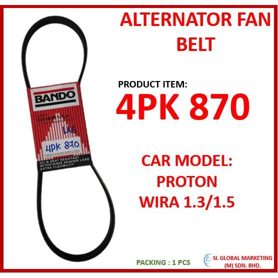 BANDO FAN BELT 4PK 870 FOR PROTON WIRA 1.3/1.5 - ALTERNATOR BELT ...
