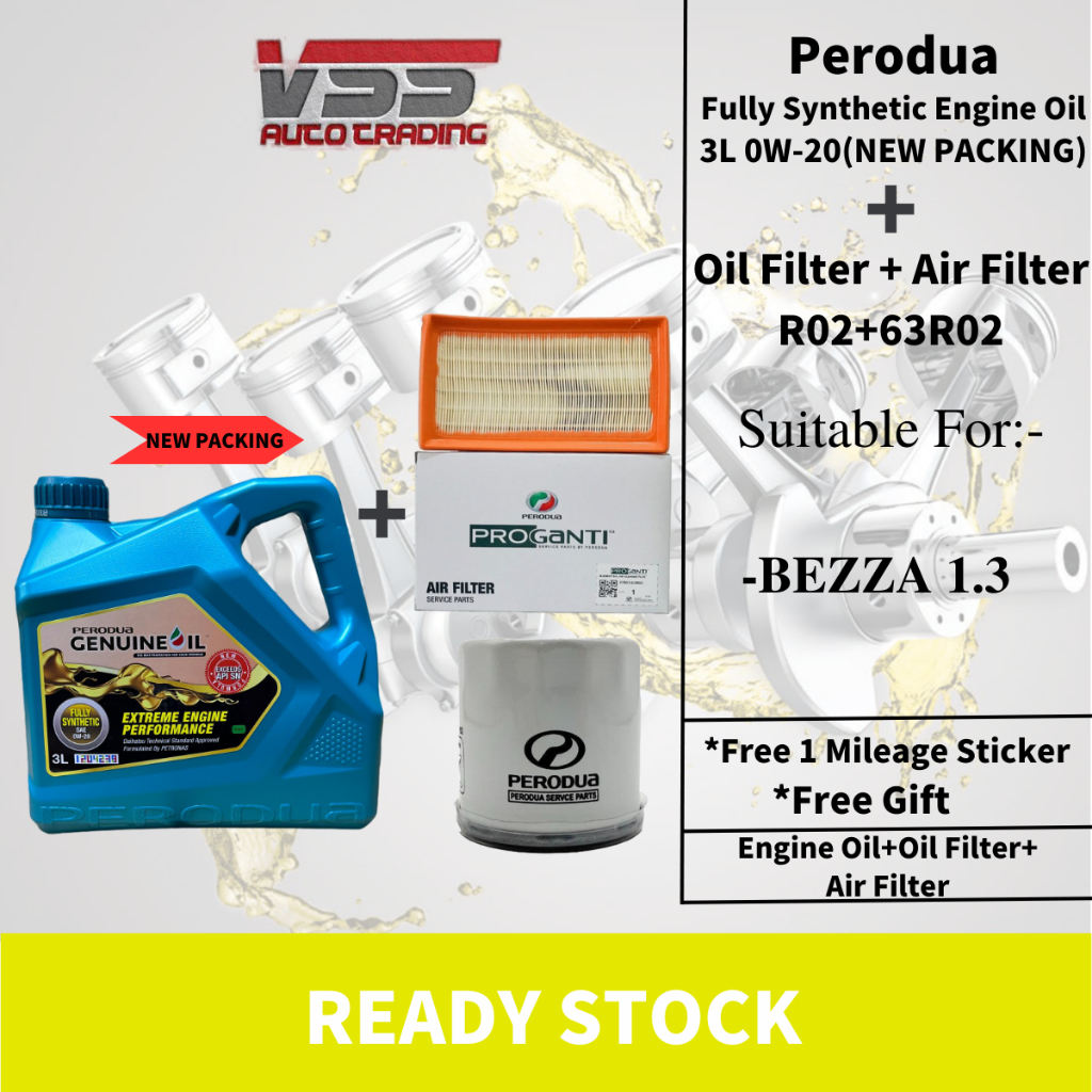 Perodua Fully Synthetic SAE 0W-20 Engine Oil (3L) + Perodua Oil filter ...