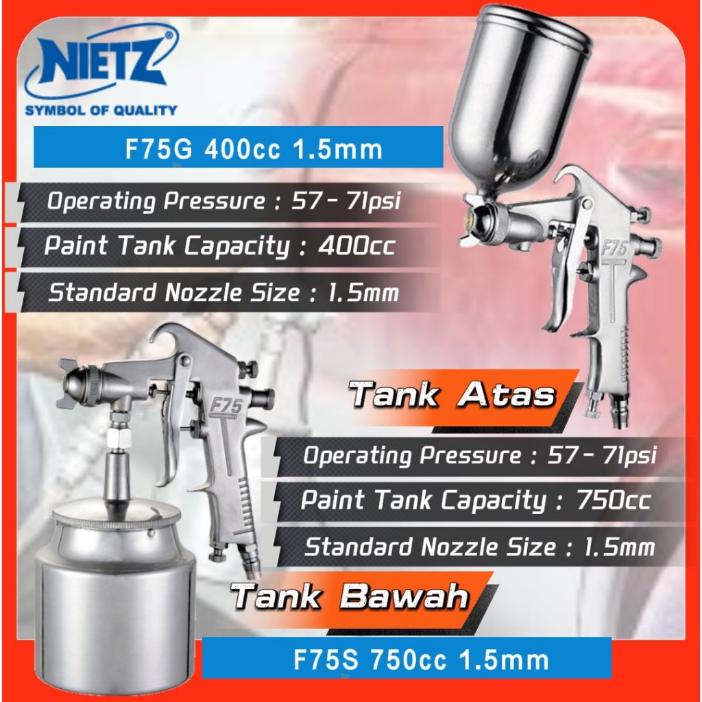 NIETZ SOBAR F75G F75S 1.5mm Air Tool Paint Spray Gun Air Sprayer Gun ...